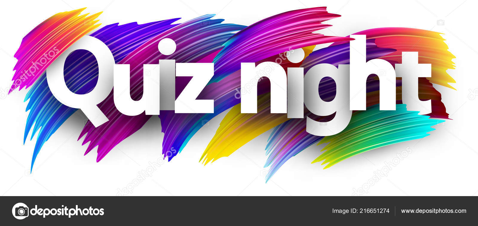 Quiz Night Poster Colorful Brush Design Isolated White Background ...
