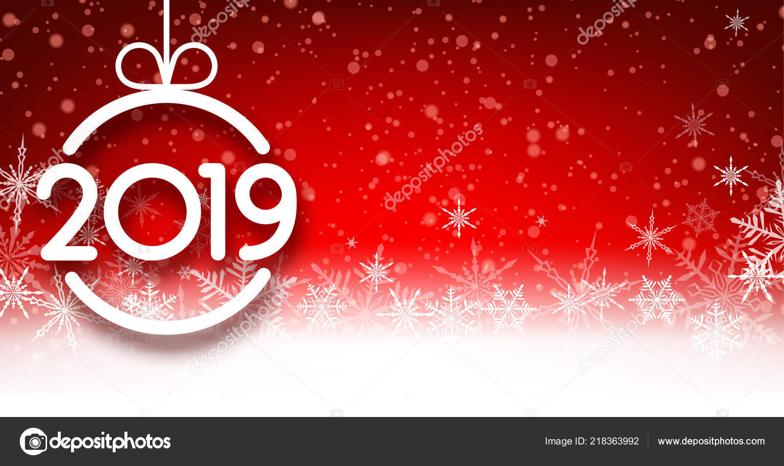 Red 2019 New Year Poster Beautiful Snowflakes Vector Background Stock ...