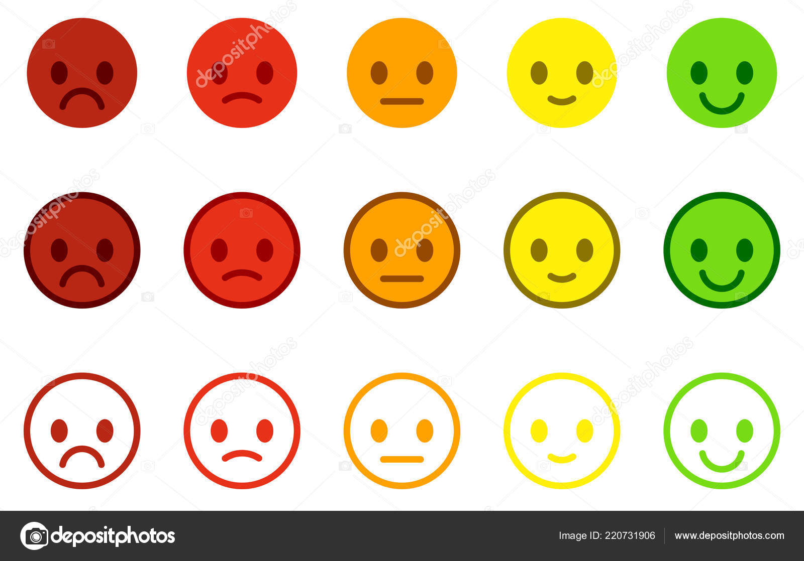 Set Service Satisfaction Rating Scales Colorful Emoticons Buttons Flat ...