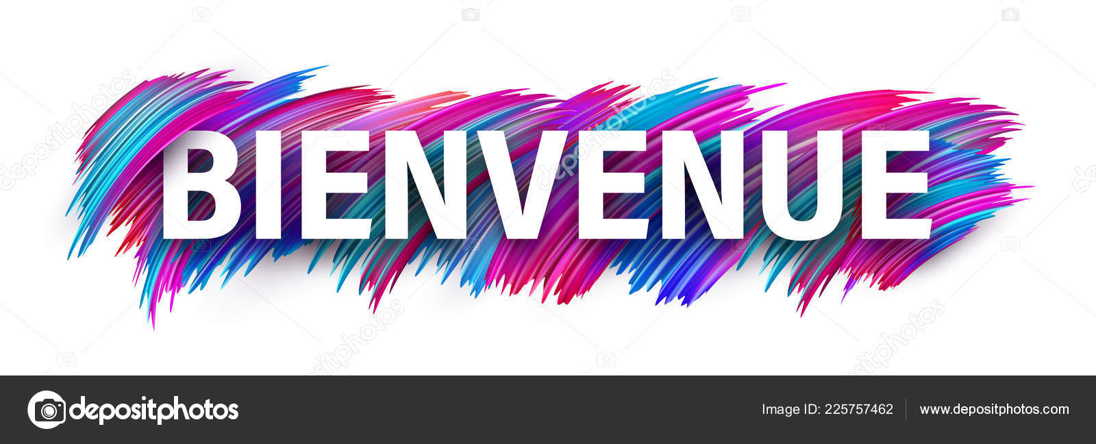 Welcome Bienvenue Banner Colorful Brush Strokes White Stock Vector by ...