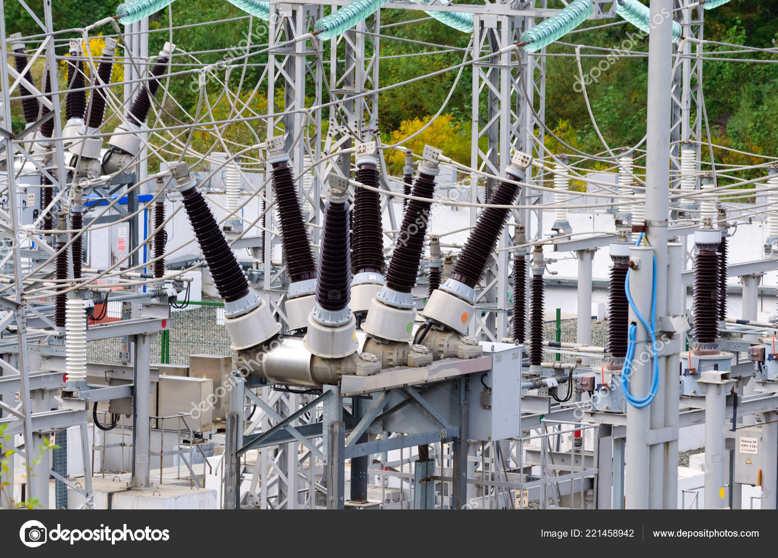Distribution Electric Substation Power Lines Transforme Stock Photo by ...