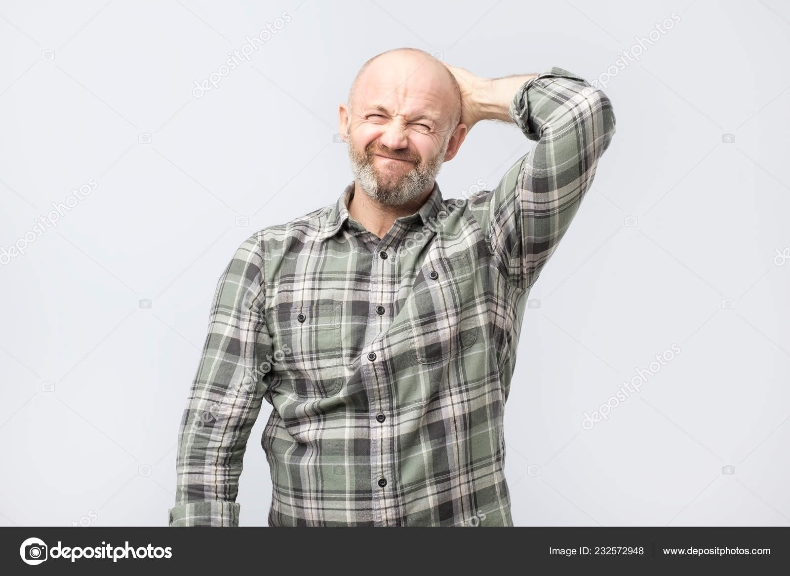 Miserable Gloomy Guy Frowning Looking Unsatisfied While Scratching Head ...