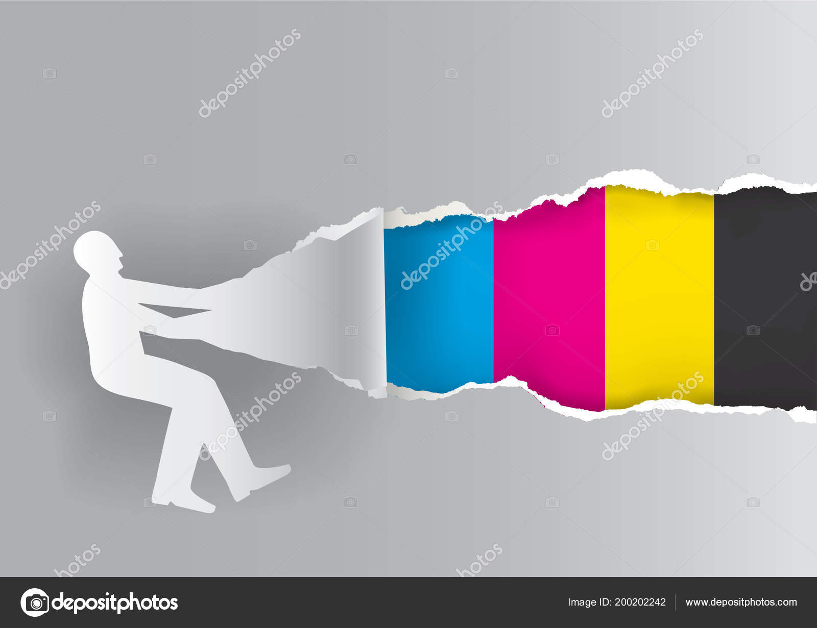 Paper Male Silhouette Ripping Paper Print Colors Concept Presenting ...