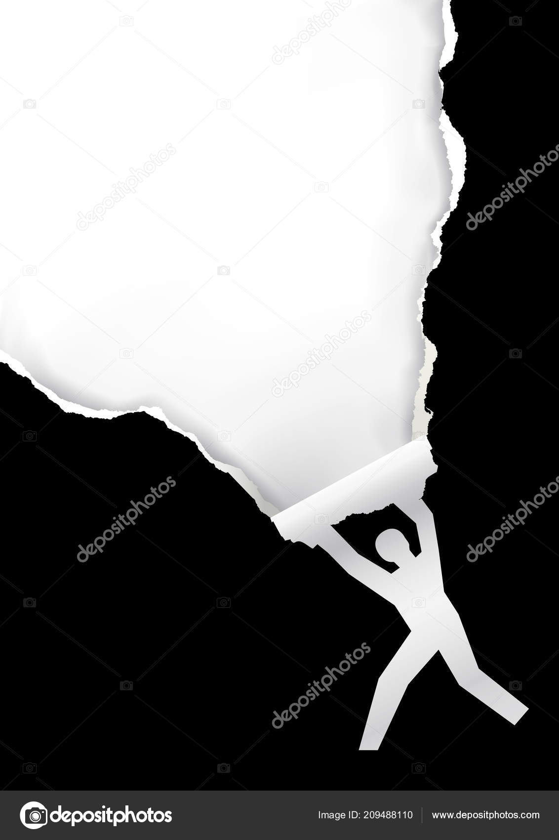 Male Silhouette Ripping Paper Background Male Silhouette Ripped Black ...
