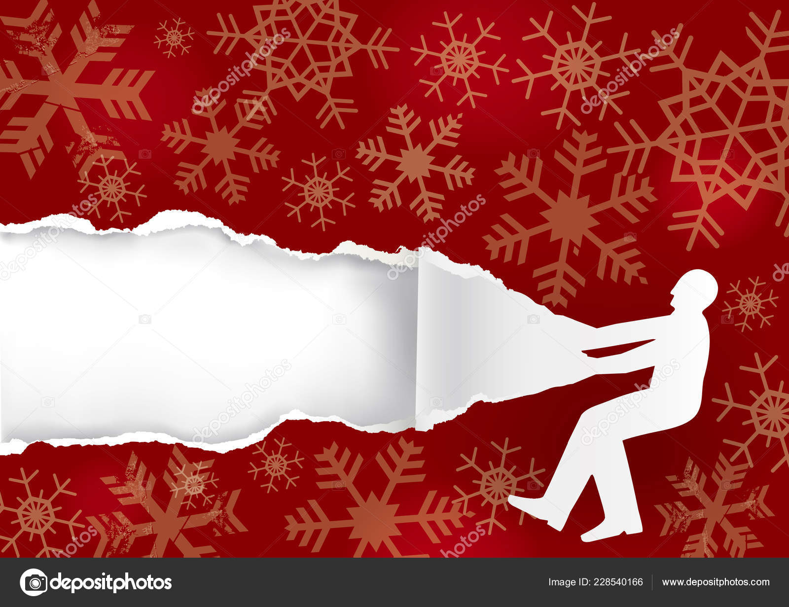 Paper Male Silhouette Ripping Red Christmas Paper Background ...