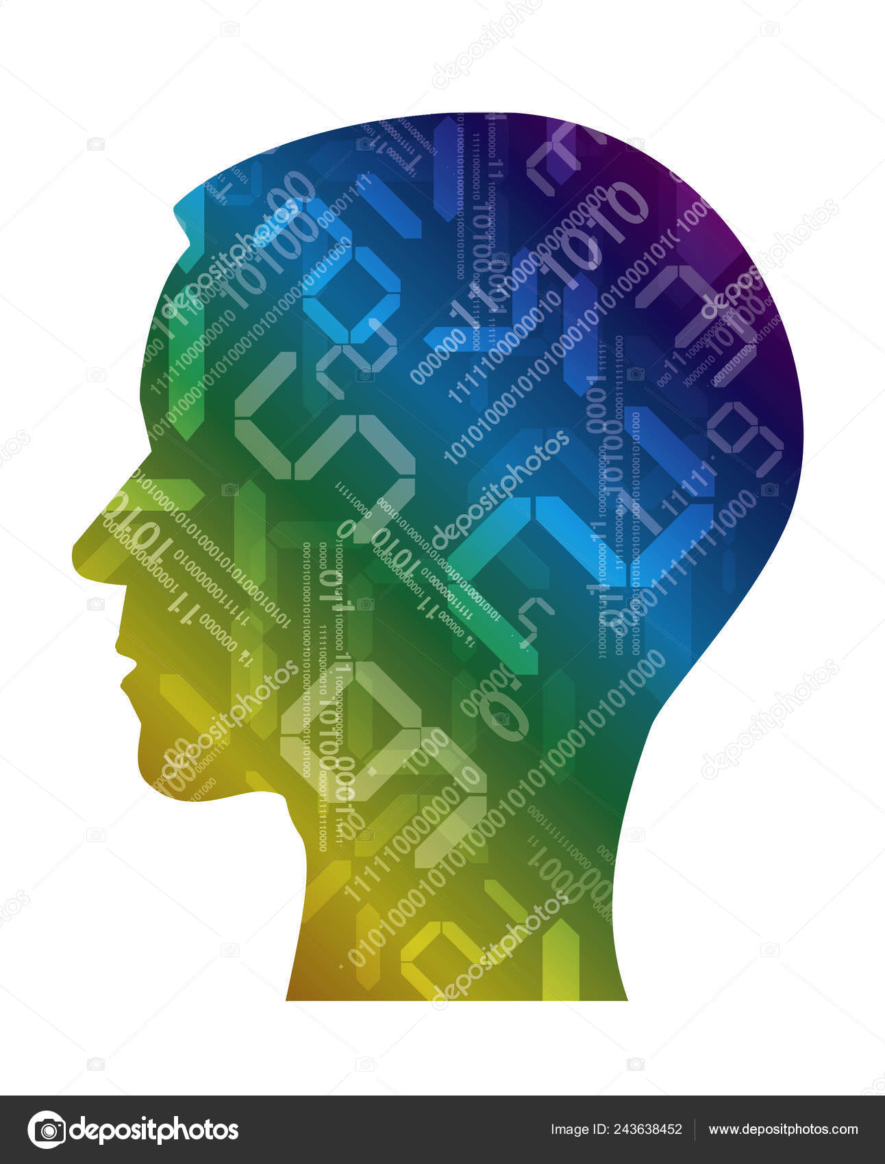 Male Silhouette Digital Numbers Illustration Stylized Male Head ...