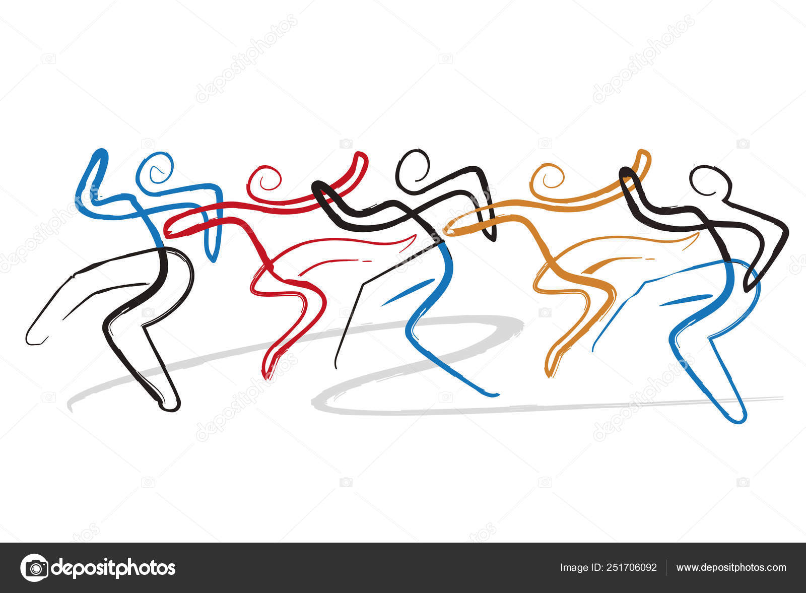 Dancing Group Disco Modern Dance Expressive Stylized Illustrations ...