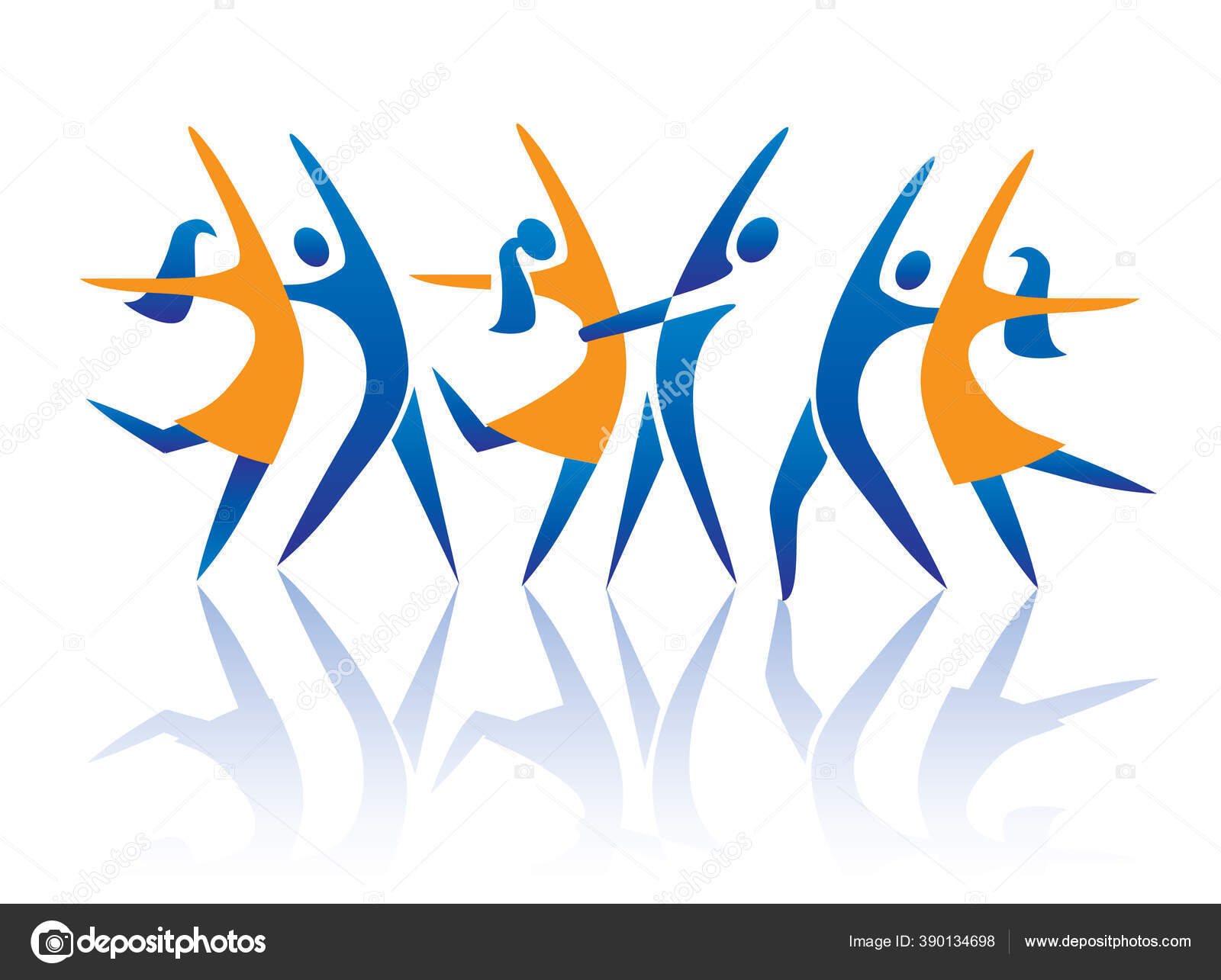 Three Dancing Couples Symbols Stylized Illustration Three Dancing ...
