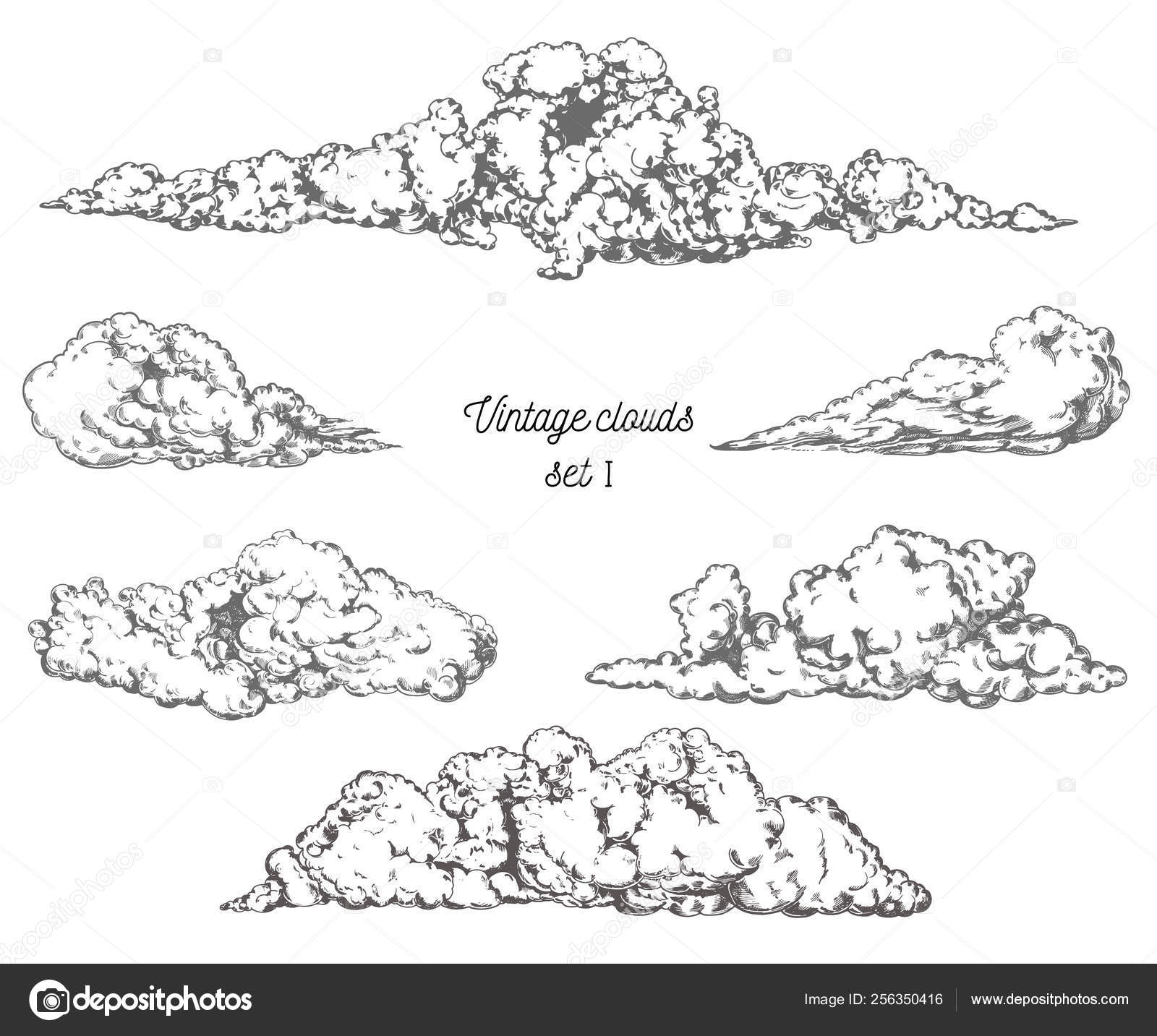 Decorative hand drawn vector clouds set 1. Stock Vector by ©tatianat 256350416