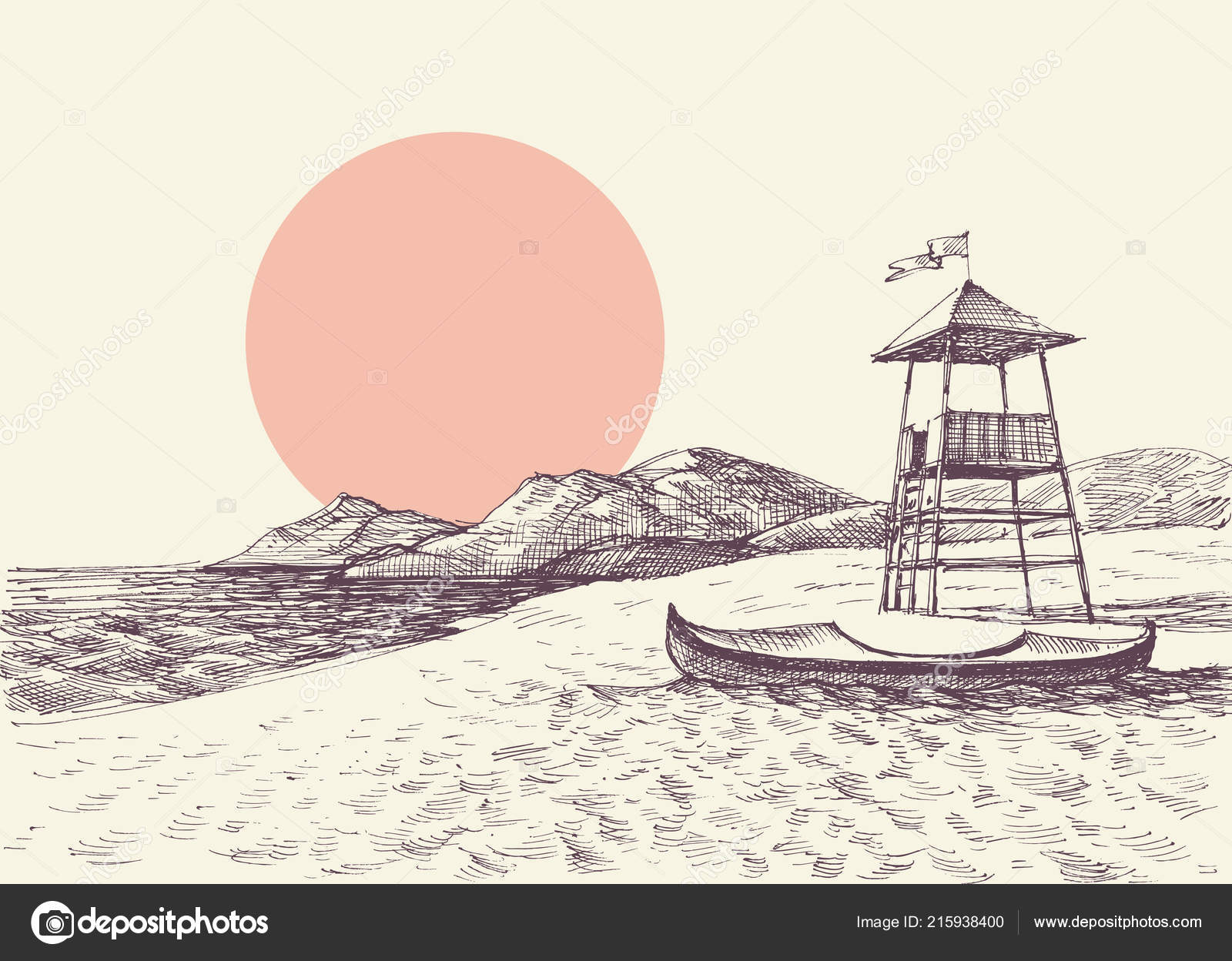 Lifeguard Tower Beach Drawing Stock Vector by ©Danussa 215938400