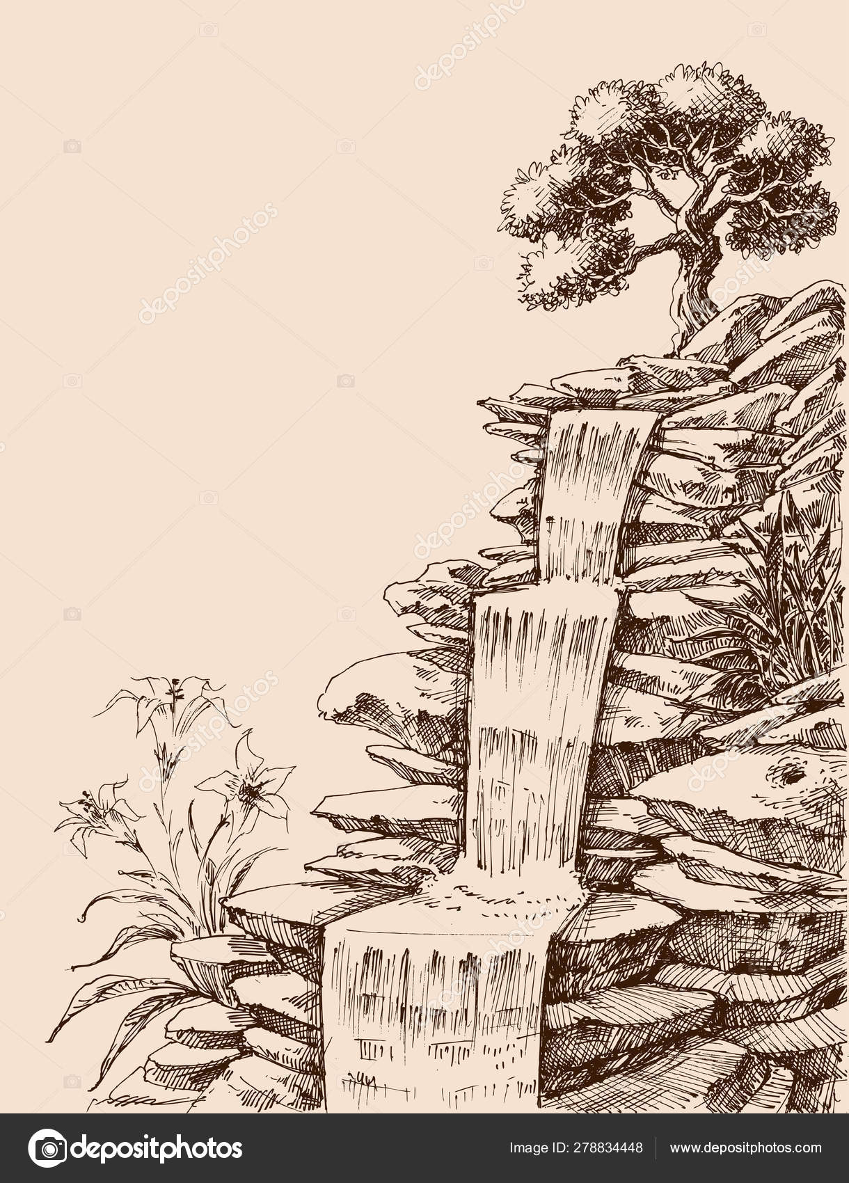 Dessins Simples Au Crayon De Cascades