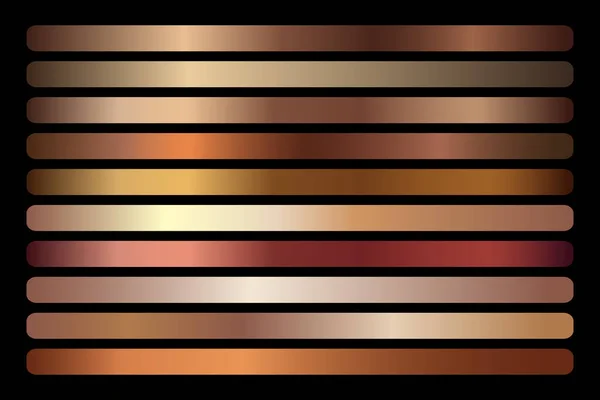 Bronze metallic gradient vector set. Shiny, bronze, gold, rose gold ...