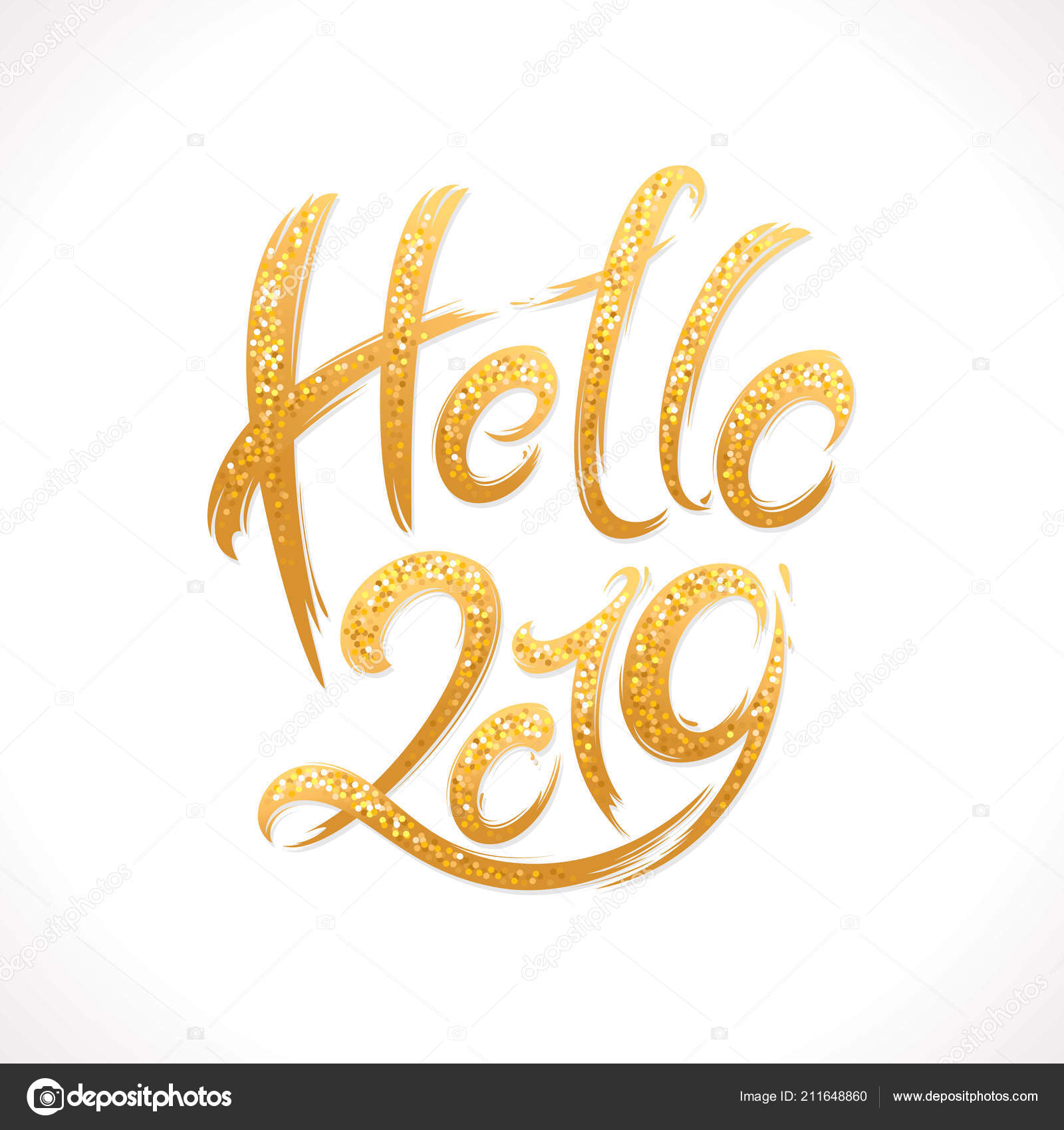 2019 Año Nuevo Escrito Mano Brillante Tarjeta Felicitación Letras ...