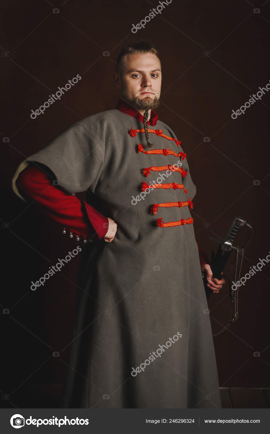 Portrait Man Medieval Costume Dark Background Clothes Polish Gentry ...