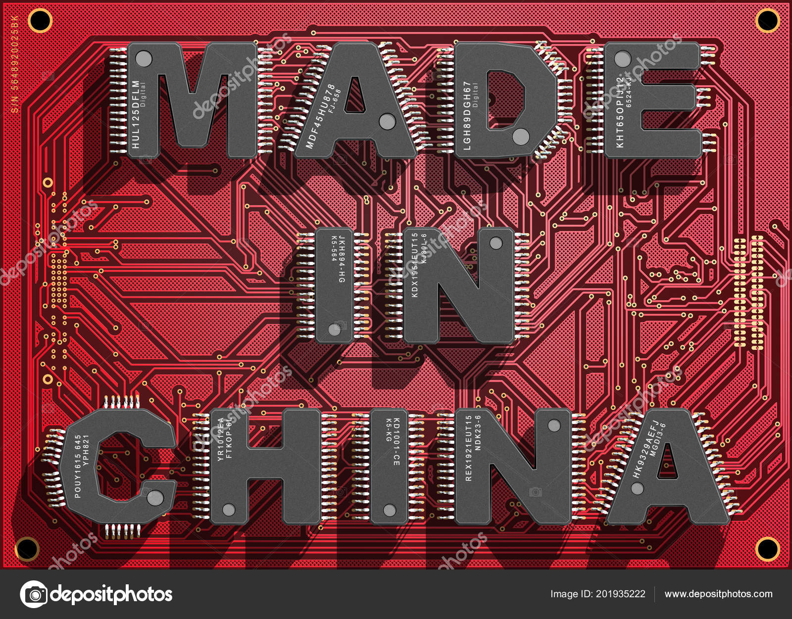 Electronic Circuit Board Text Made China Illustration Stock ...