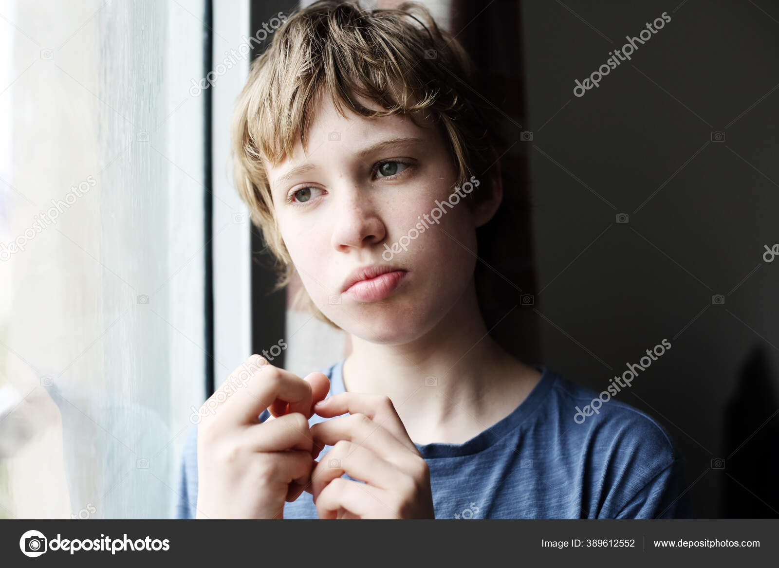 Cute Years Old Autistic Boy Looking Window Stock Photo by ©Dubova 389612552