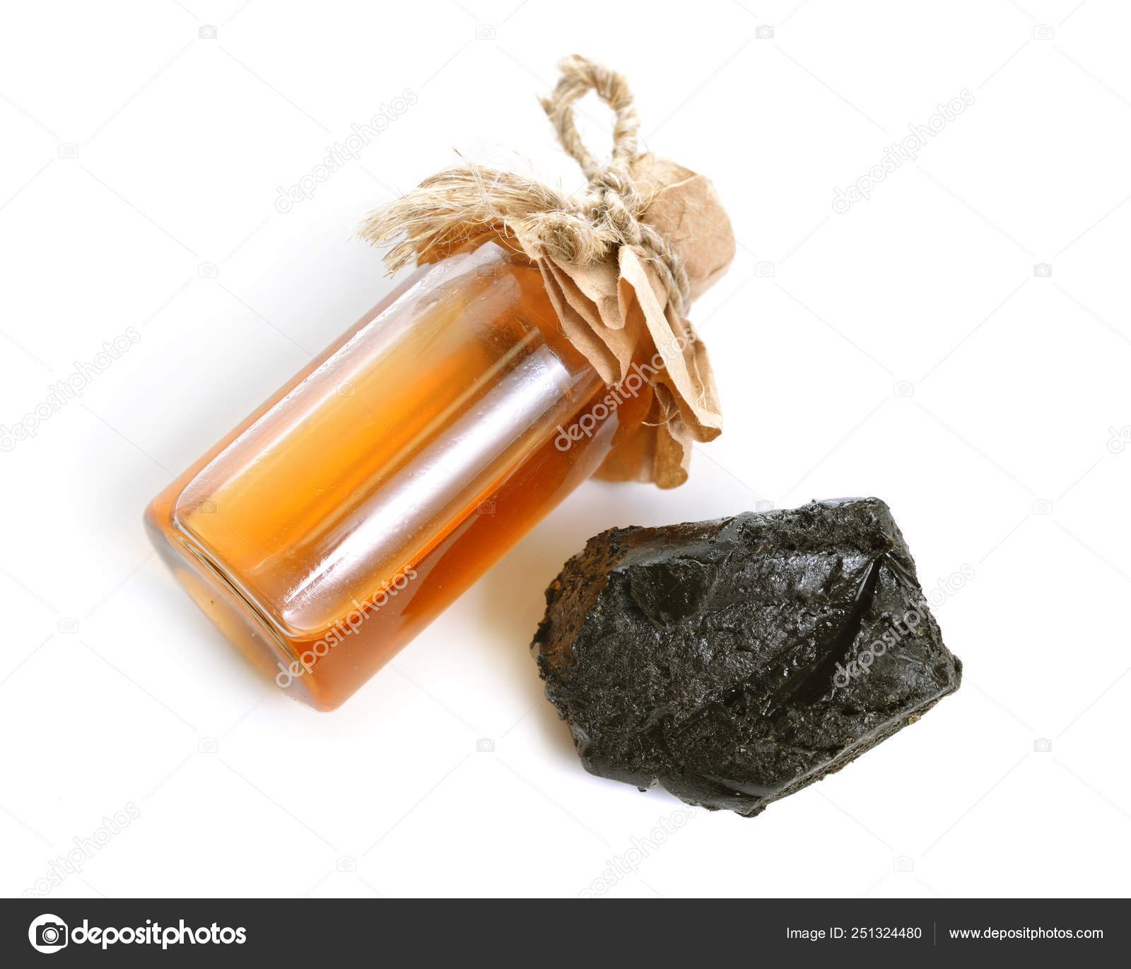 Labdanum also called ladanum, laudanum, ladan or ladanon. Isolated on ...