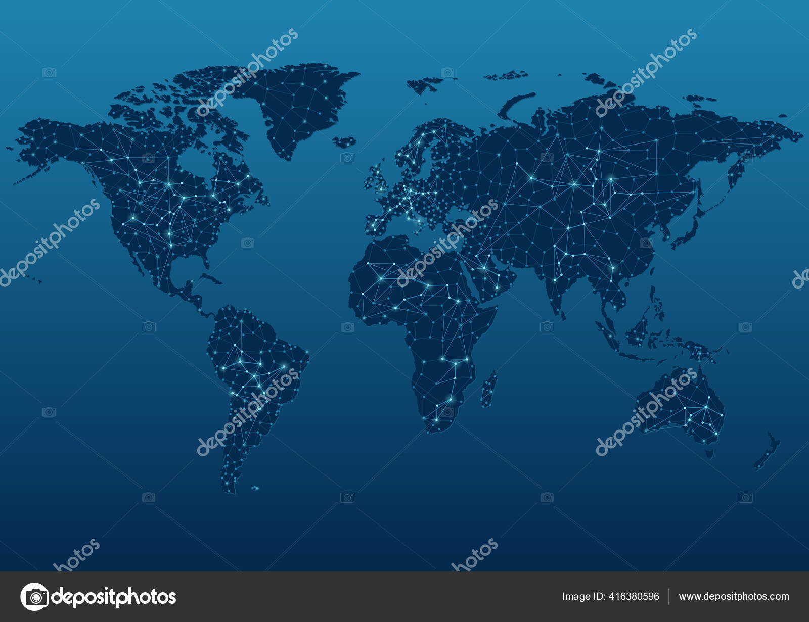 Dark Blue World Map Showing Communication Networks Abstract Background ...