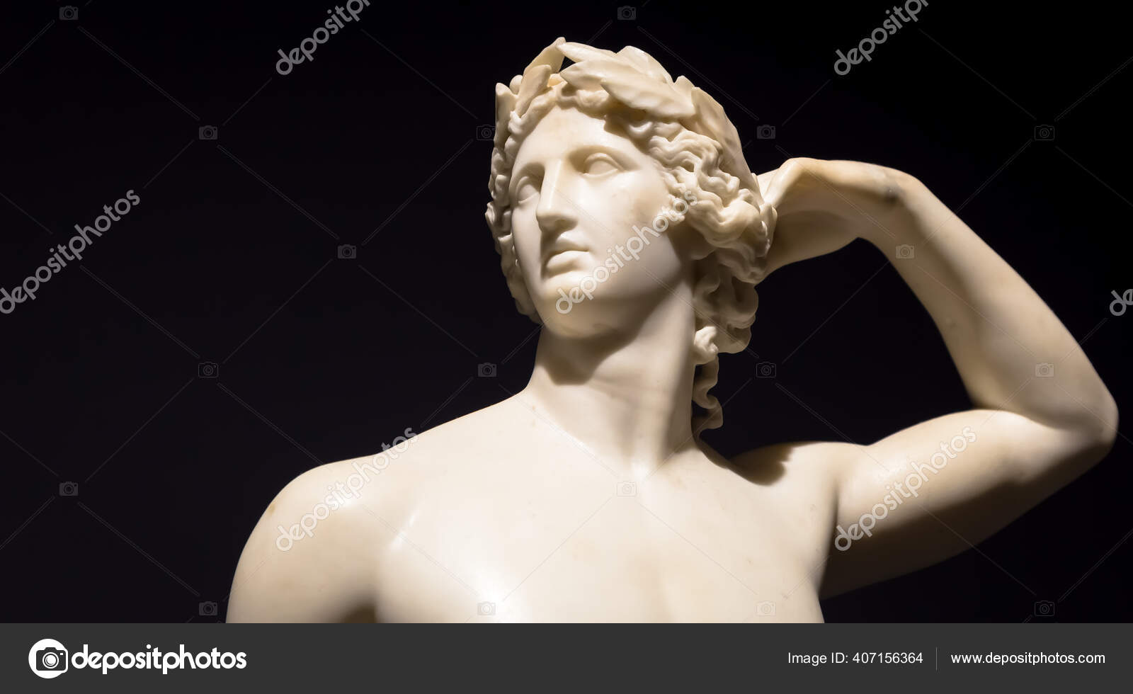 Milan Italy June 2020 Ancient Sculpture Apollo Crowing Himself 1782 ...