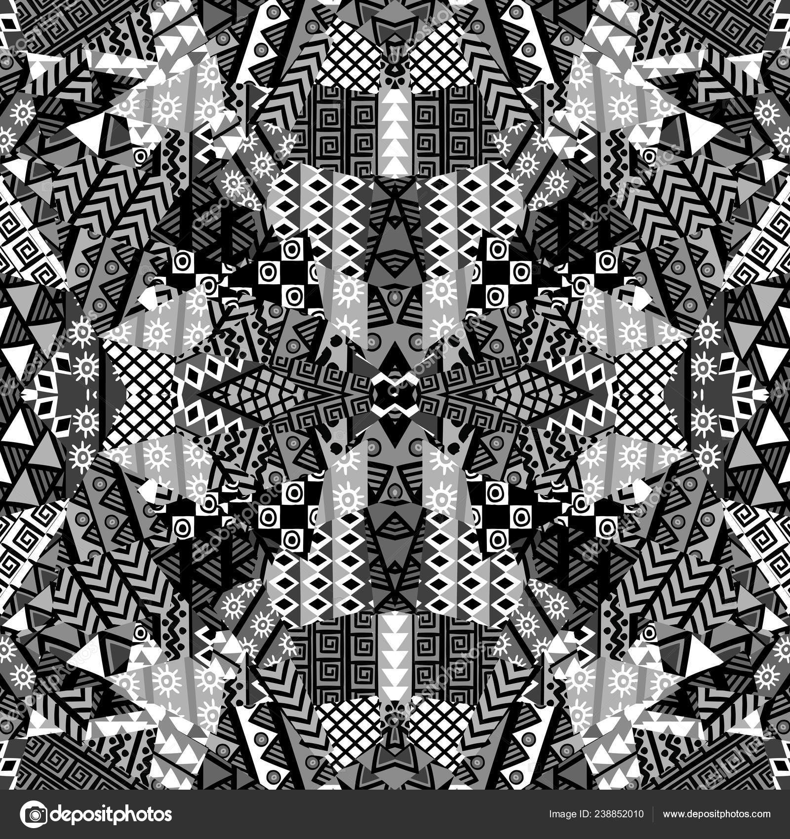 Black White Kaleidoscope Patchwork Background Stock Vector by ...