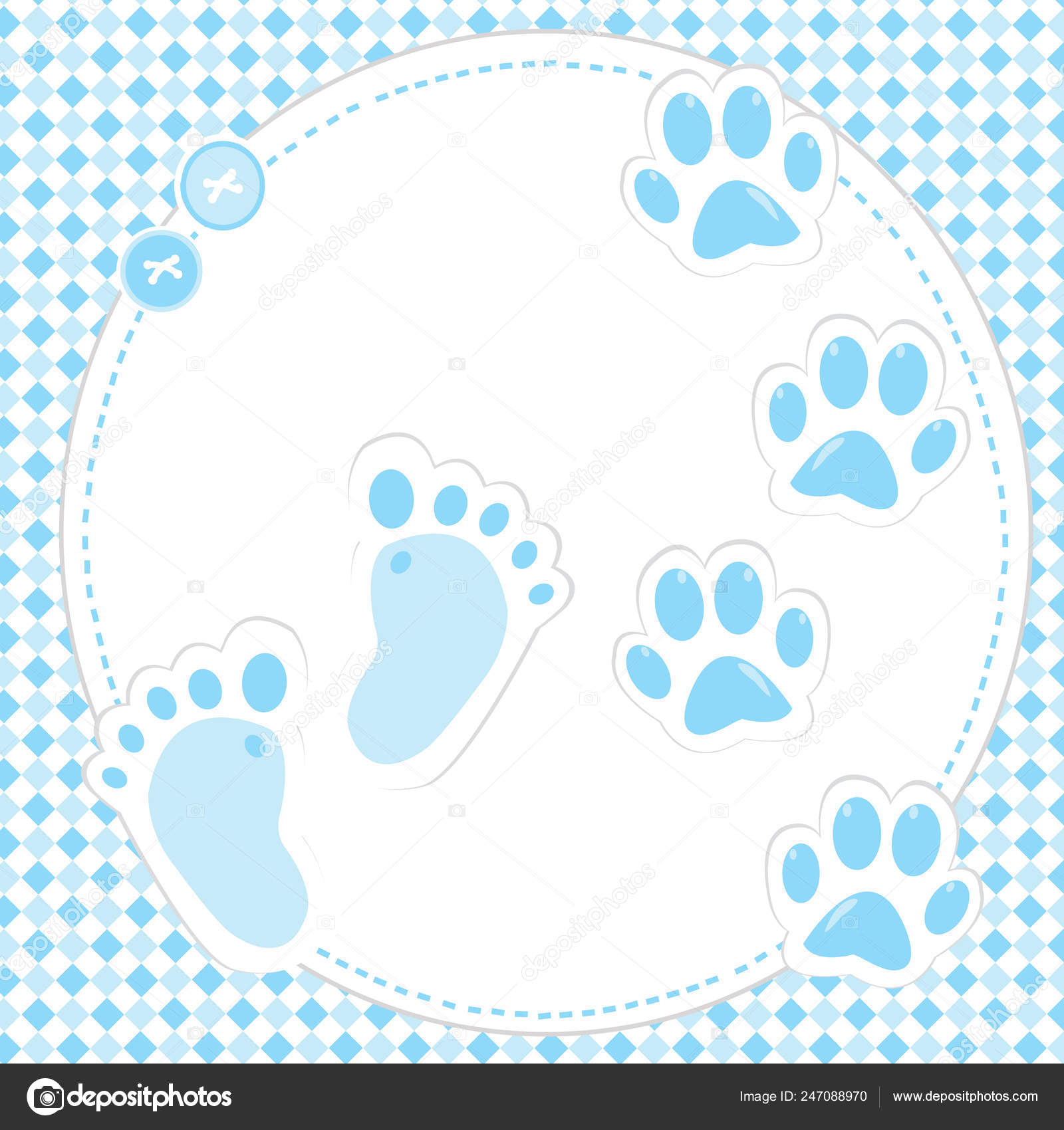 Blue Baby Footprints Border