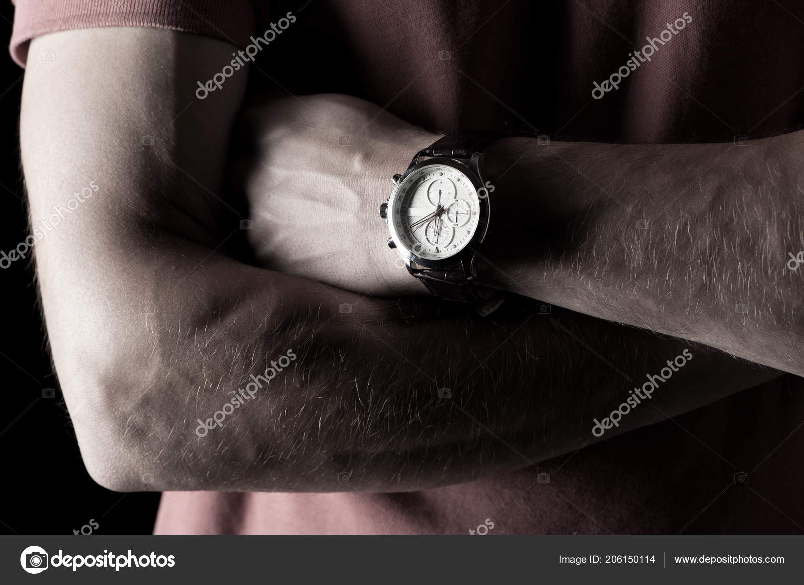 Men Watch Leather Strap White Dial Hand — Stock Photo © yablonski75 ...