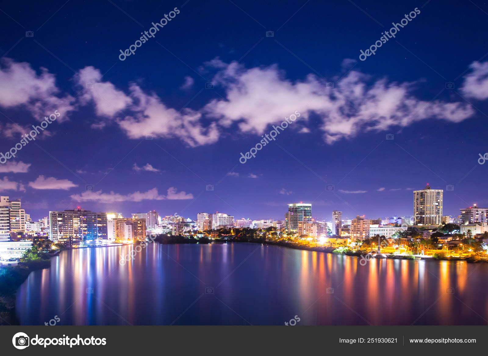 Beautiful Condado Beach San Juan Puerto Rico Seen Night Bay — Stock ...