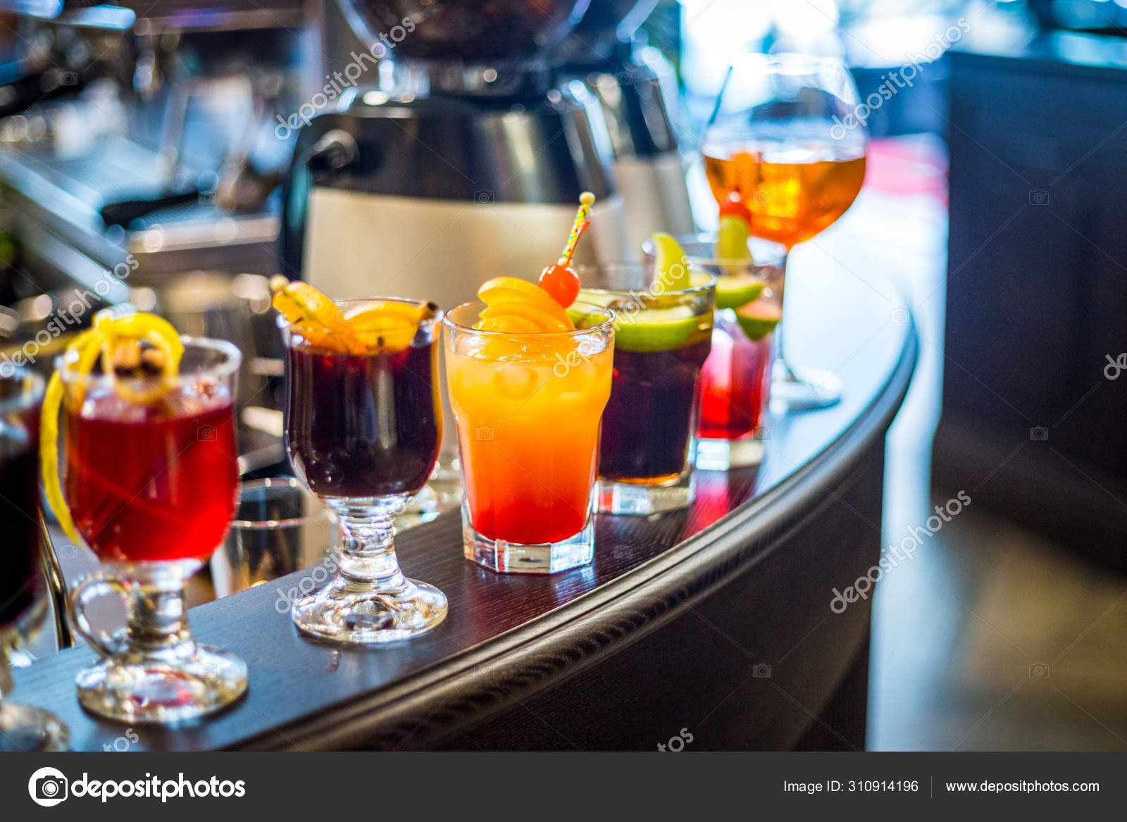 A Set of the Different Kind of Alcoholic Cocktails in the Bar at ...