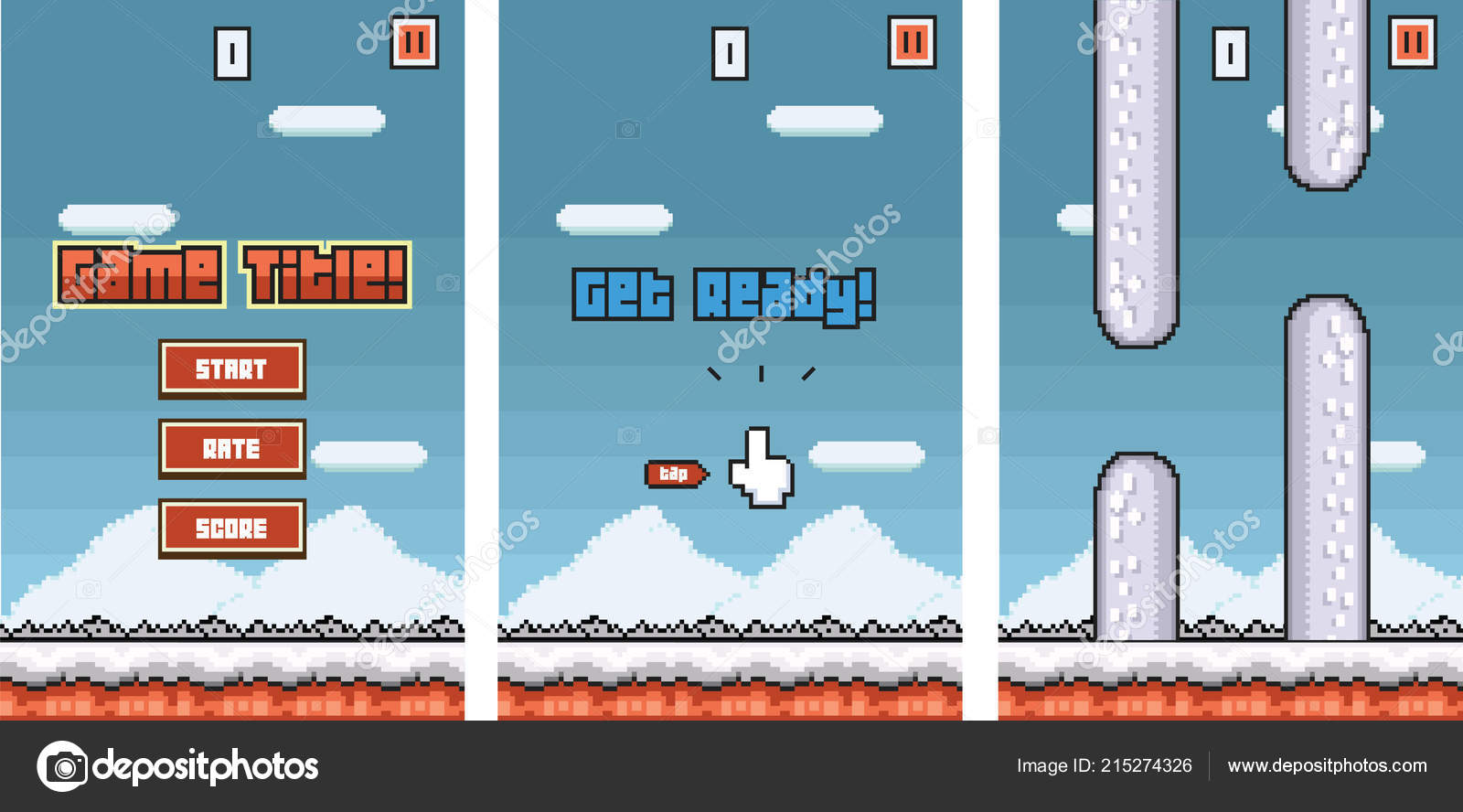 8bit Platformer Pixel Art Mobile Game Assets Sprites für Reskin Stock ...