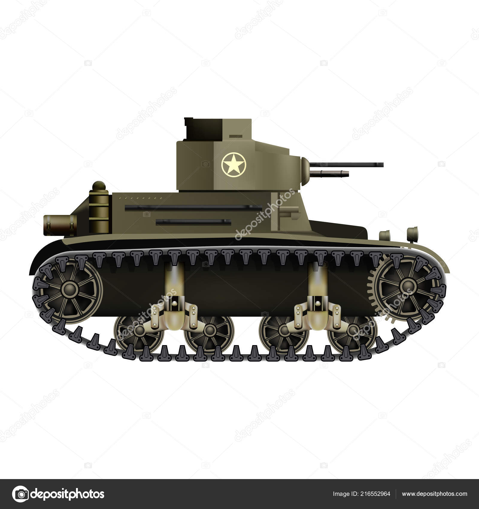 M2 Light Tank - Realistic Vector Illustration Isolated on White ...