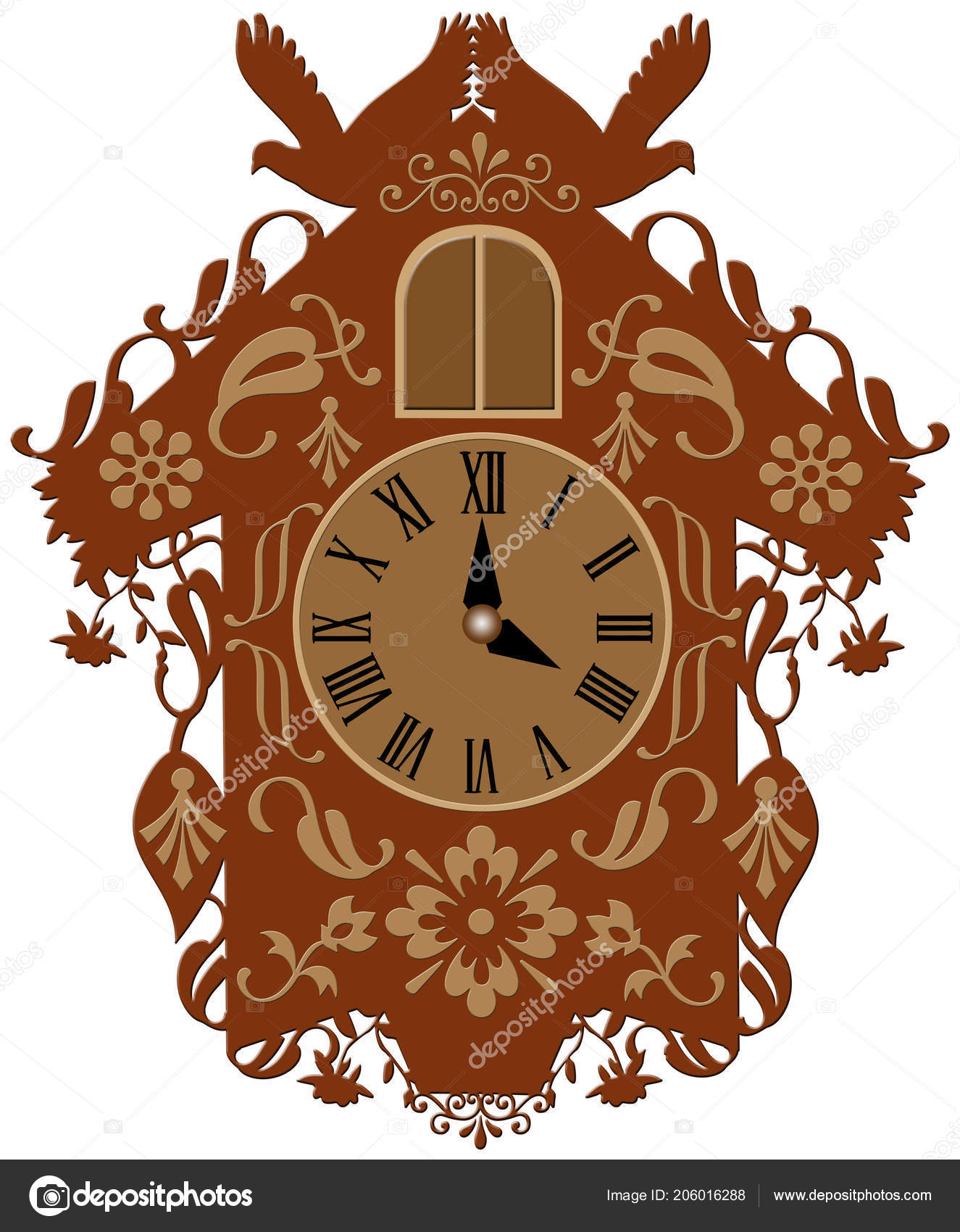 Decorative Brown Cuckoo Clock — Stock Photo © photovectorino #206016288