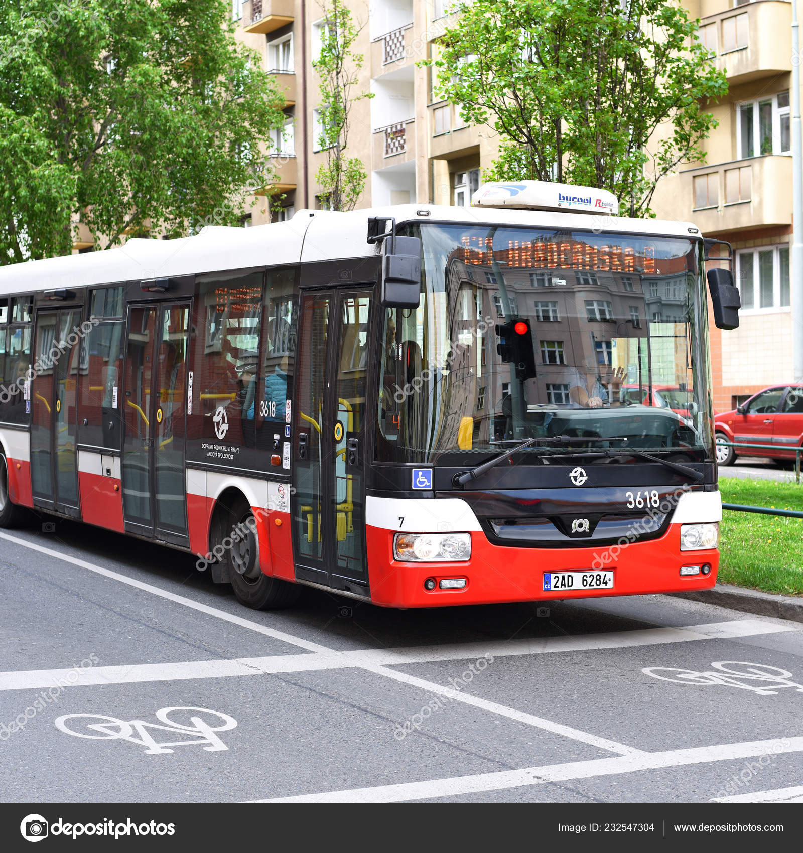 Prague Czech Republic May 2018 City Bus Route — Stock Editorial Photo ...