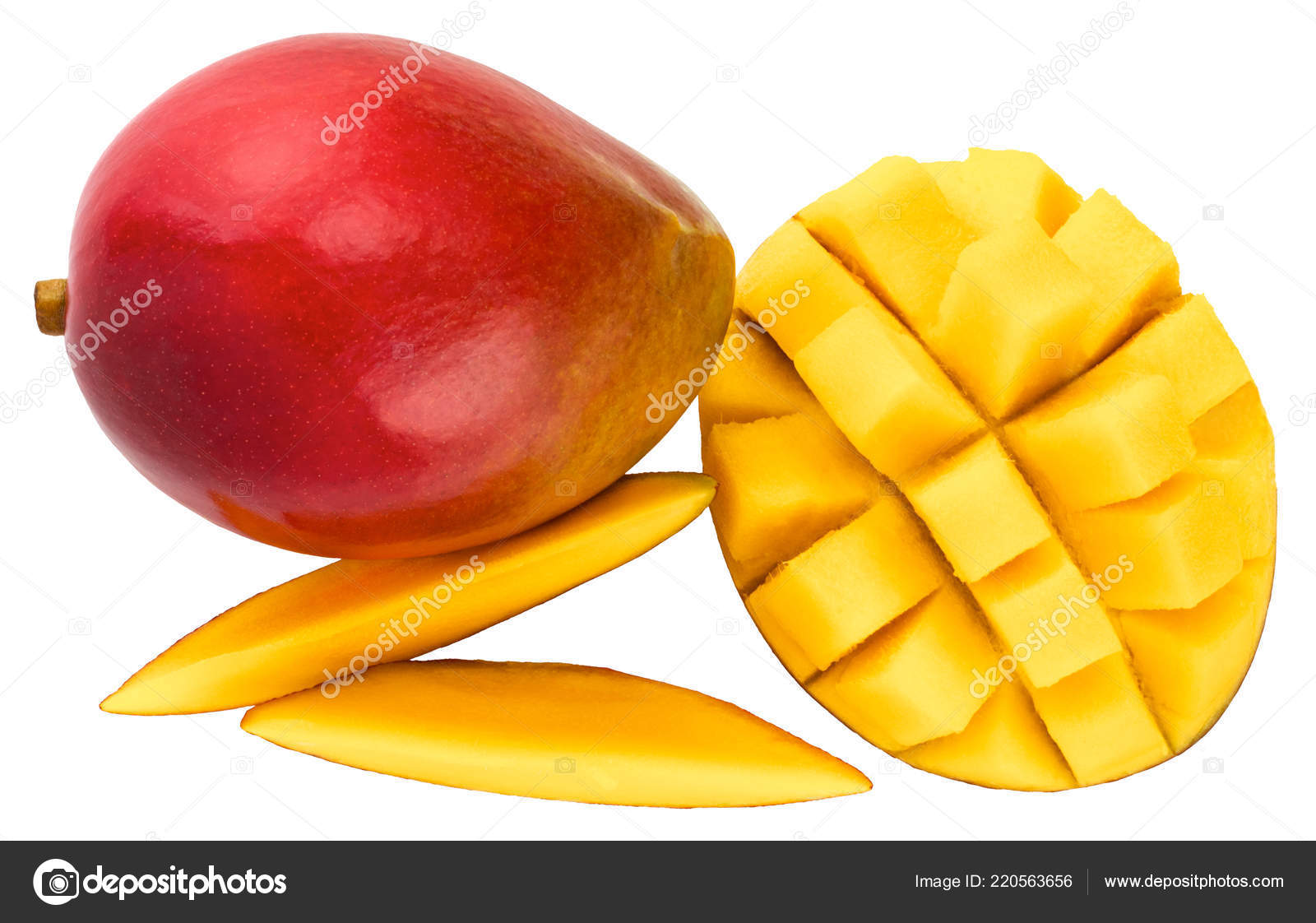 Mango Fruit Mango Cubes Slices Isolated White Background Stock Photo by ...
