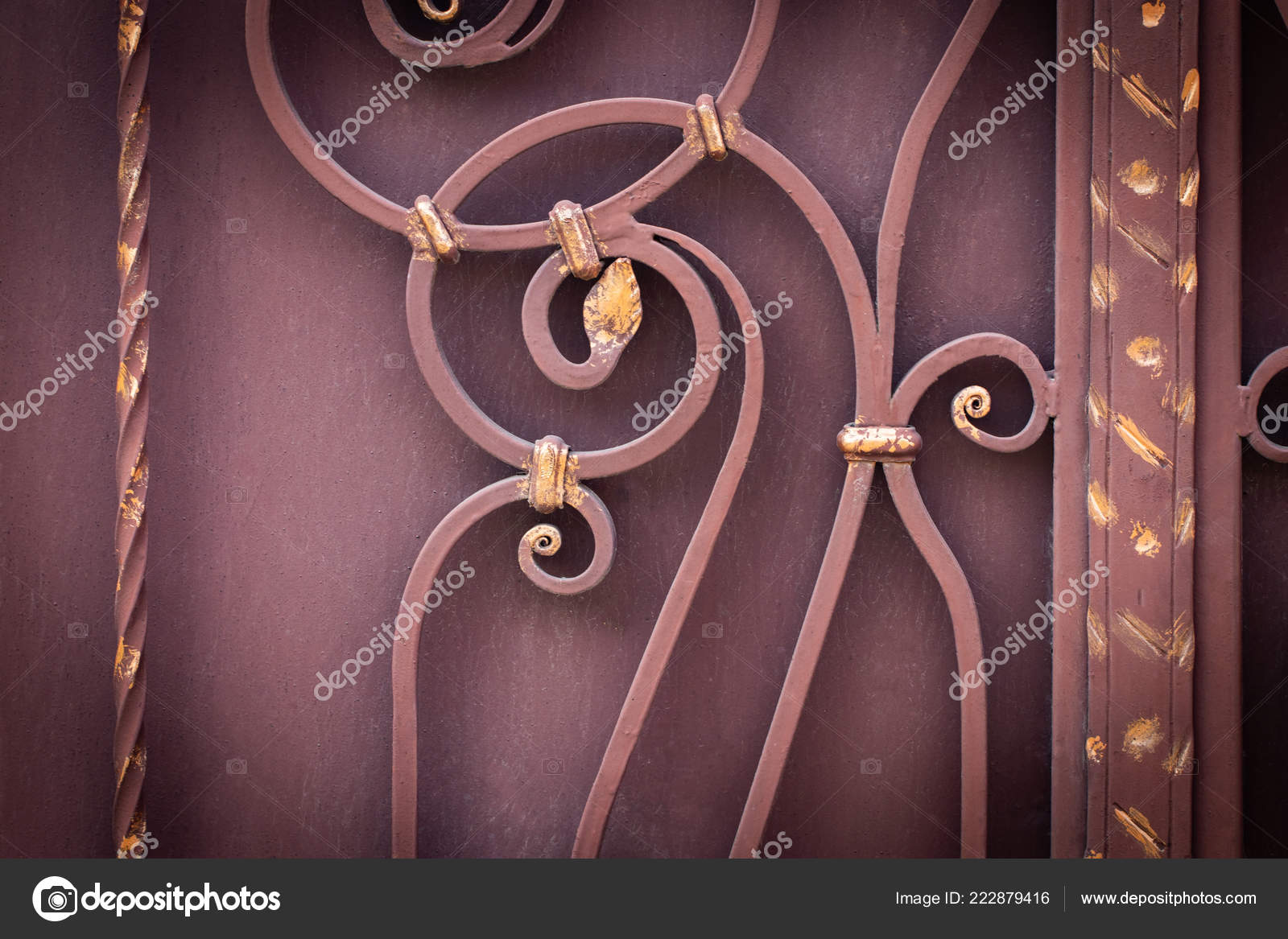 Wrought Iron Gates Ornamental Forging Forged Elements Close Stock Photo ...