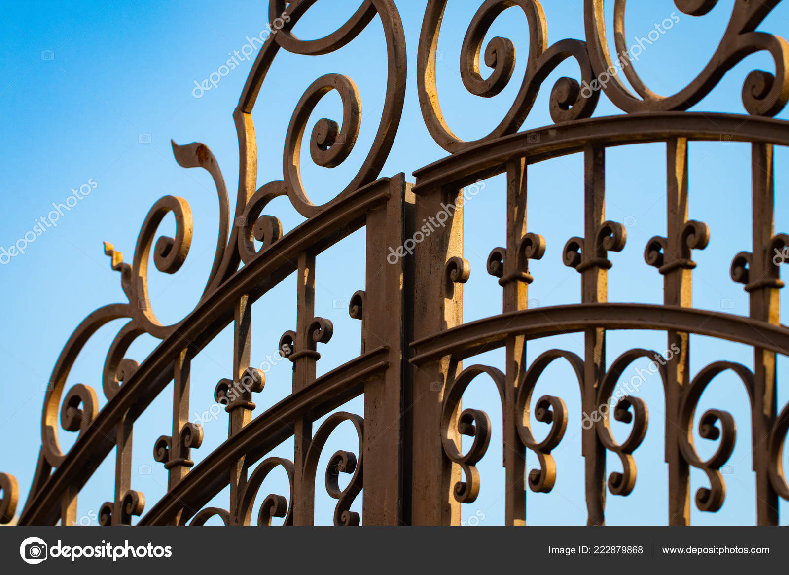 Wrought Iron Gates Ornamental Forging Forged Elements Close Stock Photo ...