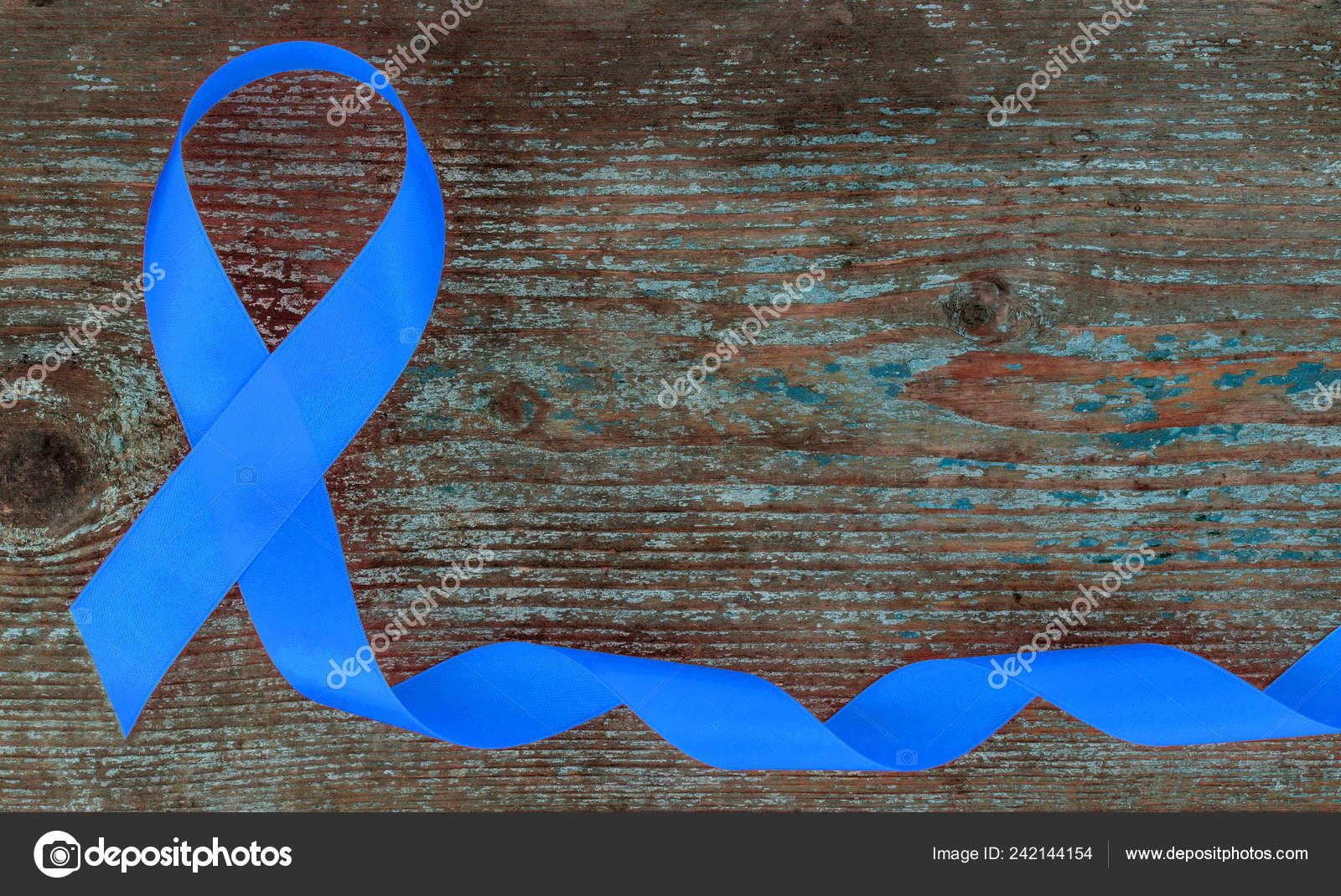 Blue Ribbon Prostate Cancer Awareness Symbol Wooden Background Copy ...
