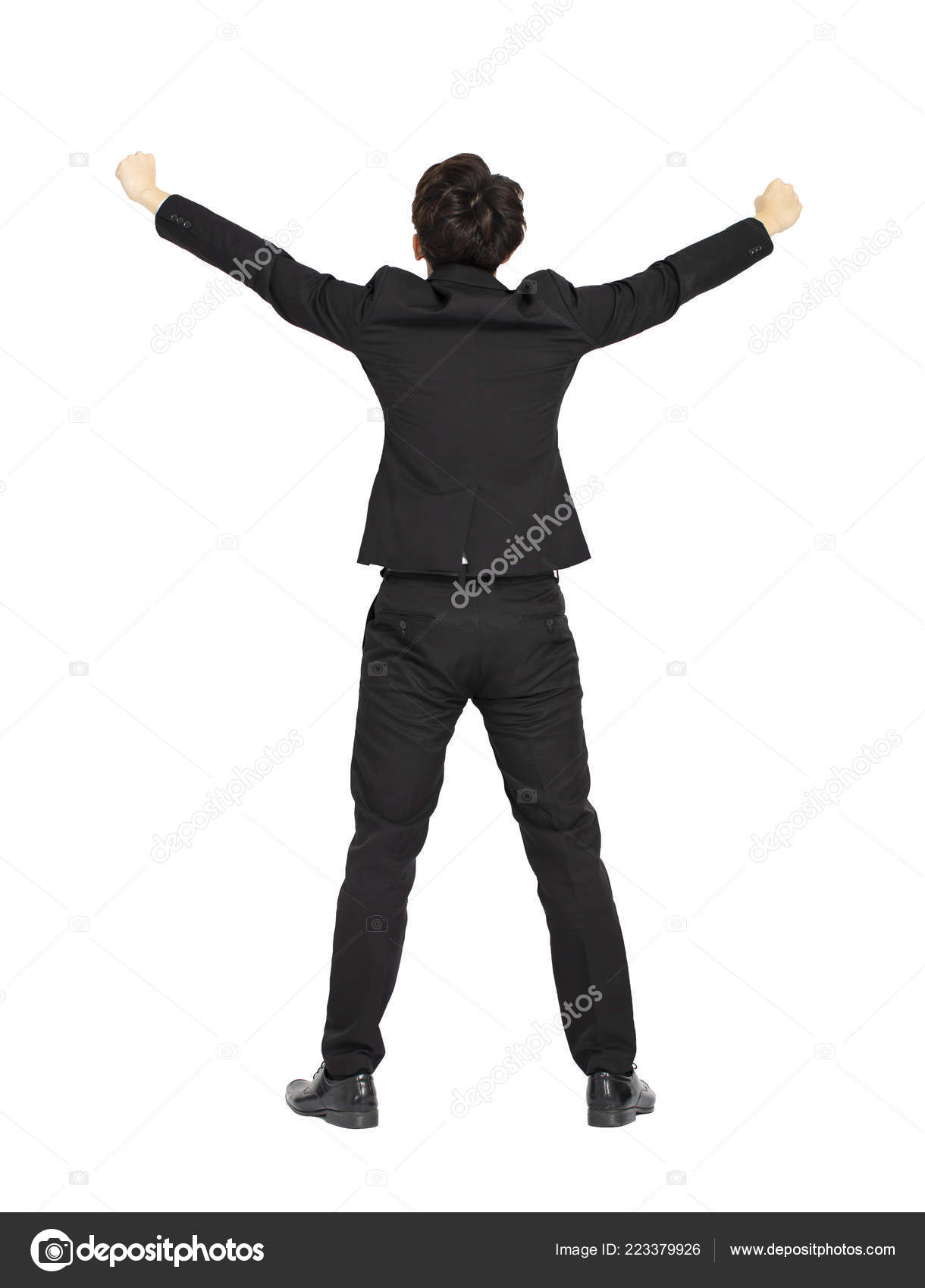 Rear View Businessman Celebrating Success Stock Photo by ©tomwang 223379926