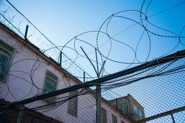 Barbed Wire Barrier Prison Measure Prevent Outbreaks Stock Photo by ...