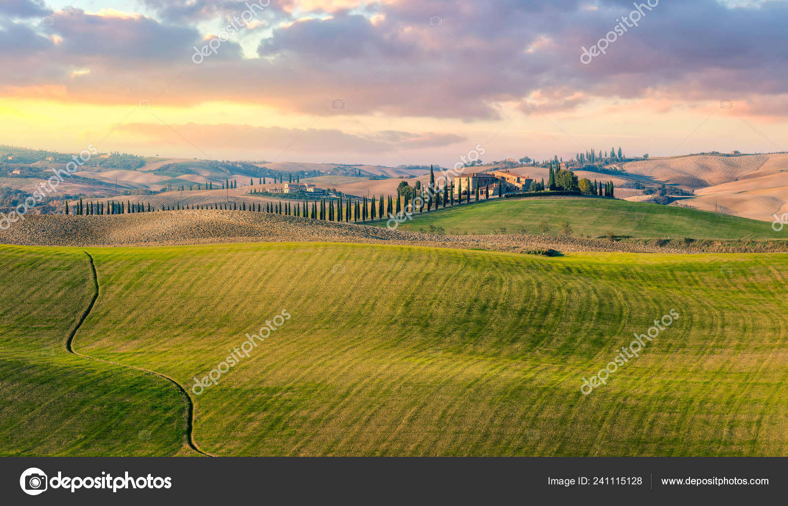 Majestic Panoramic View Typical Tuscany Countryside Nature Landscape ...