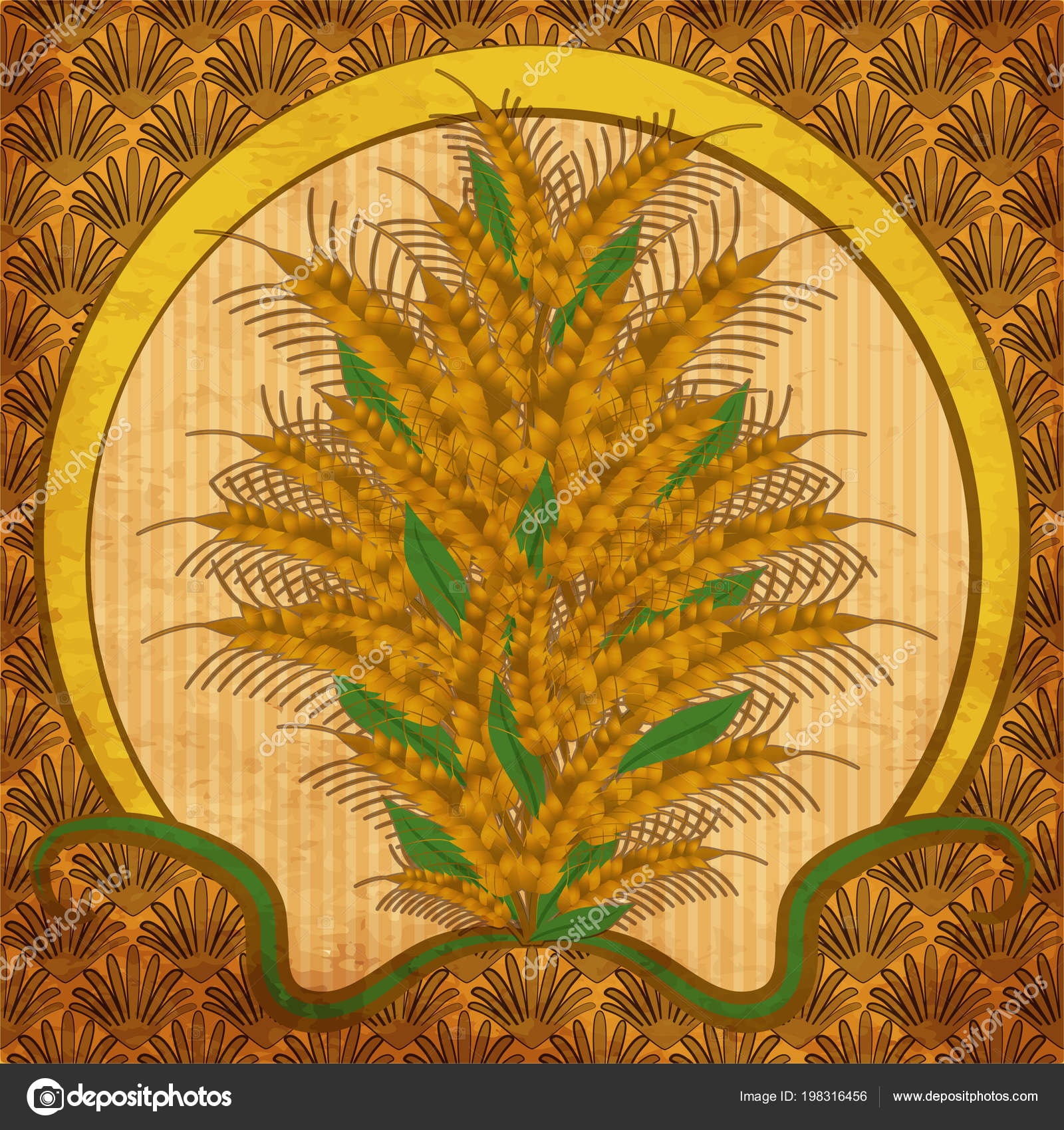 Tarjeta Trigo Estilo Art Nouveau Ilustración Vectorial Vector de stock ...