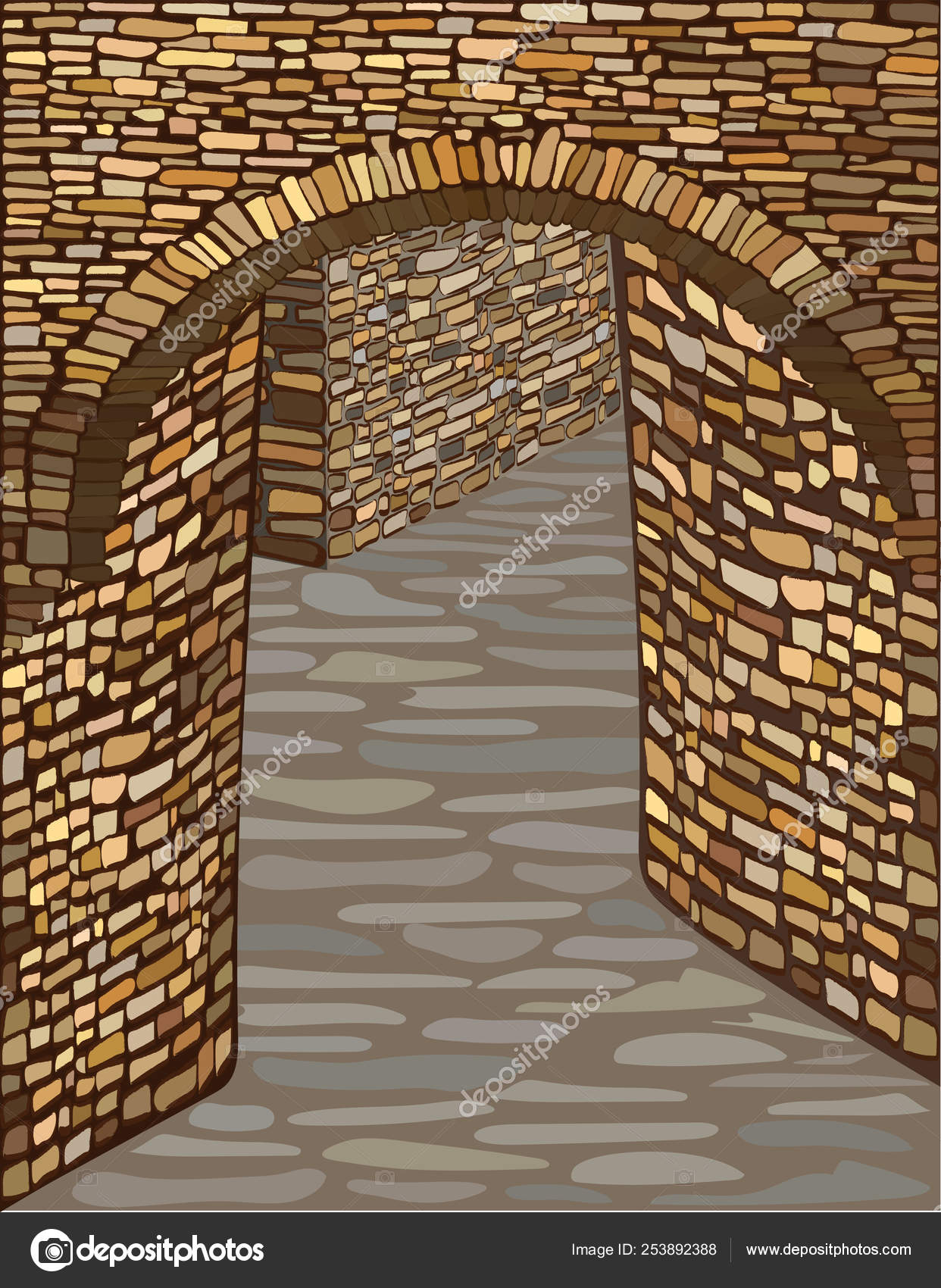 Medieval Street Stone Arch Vector Illustration Stock Vector Image by ...