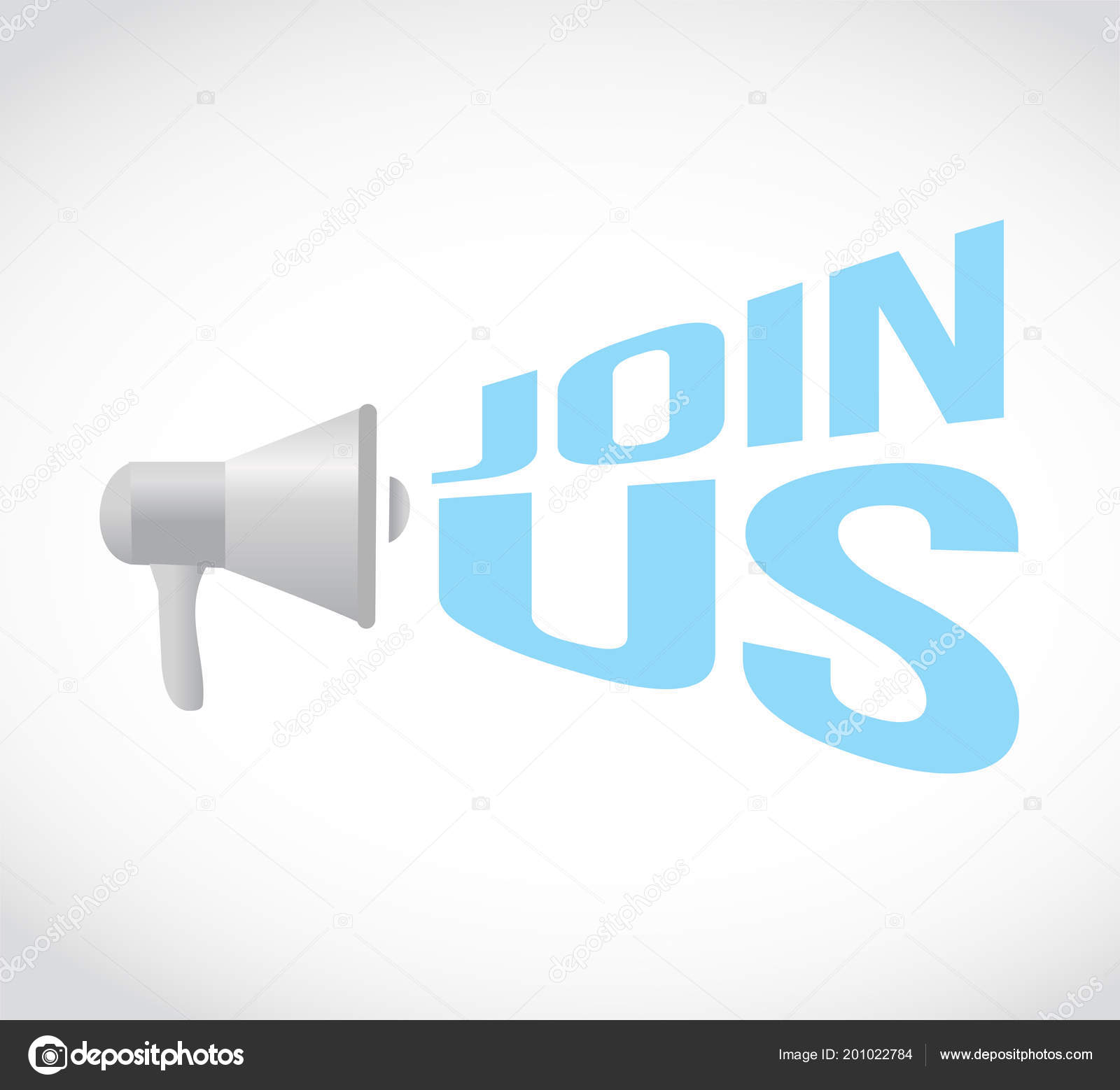 Join Ons Megafoon Bericht Vectorillustratie Geïsoleerd Een Witte ...