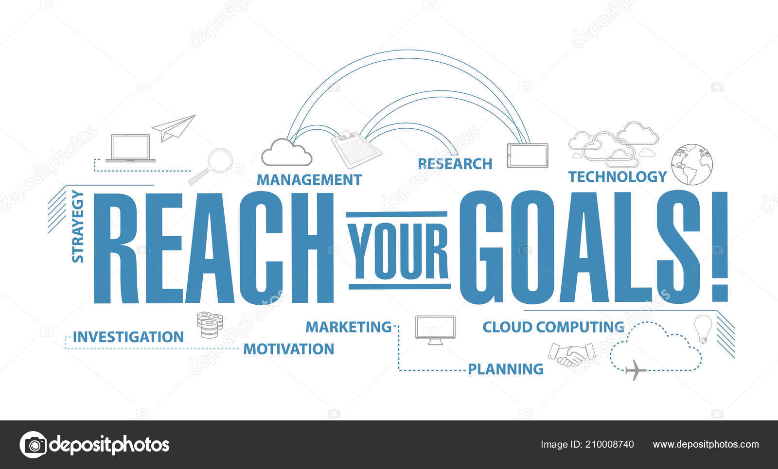 Reach Your Goals Diagram Plan Concept Isolated White Background — Stock ...