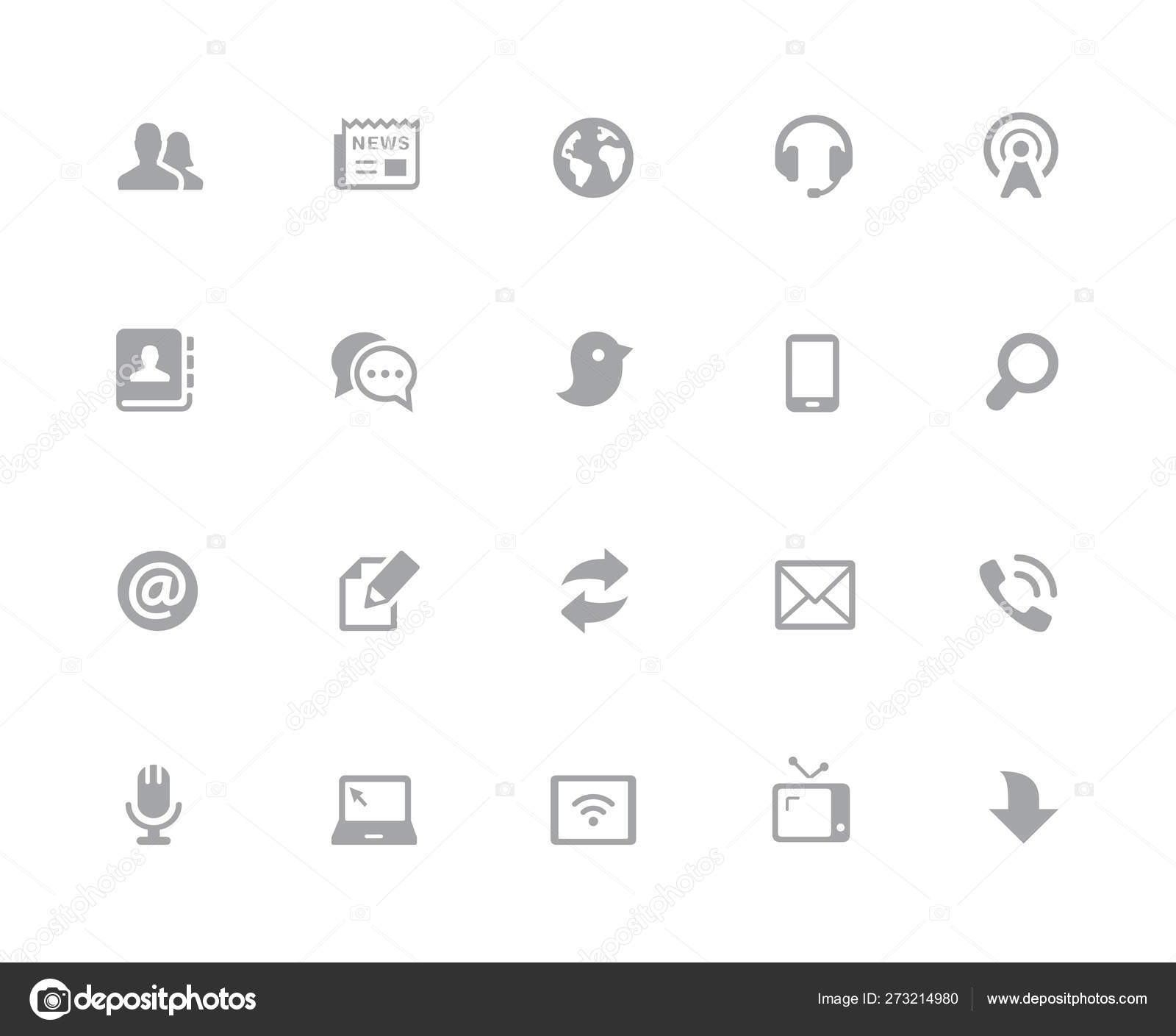 Conjunto Iconos Comunicaciones Píxeles Iconos Serie Blanca Iconos ...