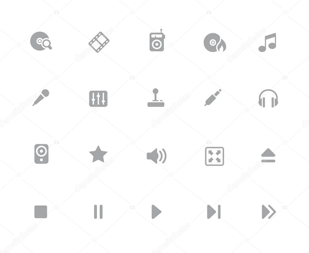 Iconos del reproductor multimedia / / 32 píxeles Iconos Serie blanca ...