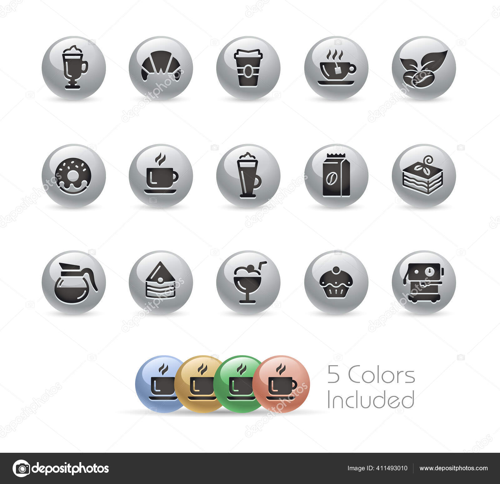 Coffee Shop Icons Metal Series Vector File Includes Color Versions ...