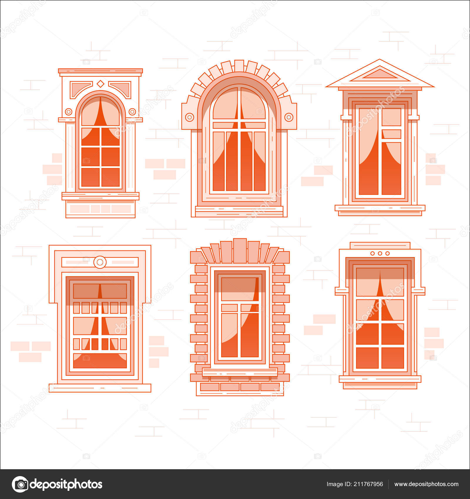 Retro or vintage window frames with curtain Stock Vector Image by ...