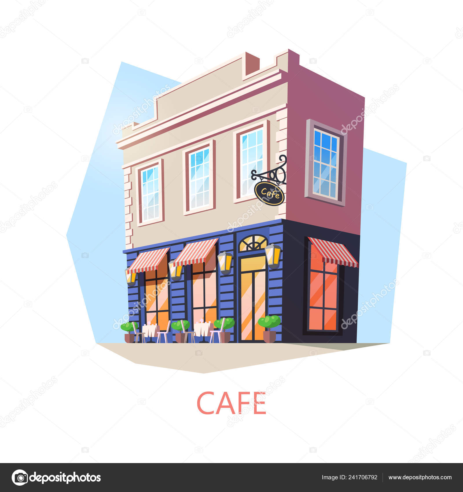 Cafe Building Cartoon