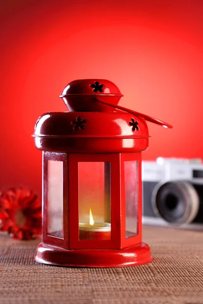 Red Colored Candle Lamp Light / Lantern - Stock Image - Everypixel