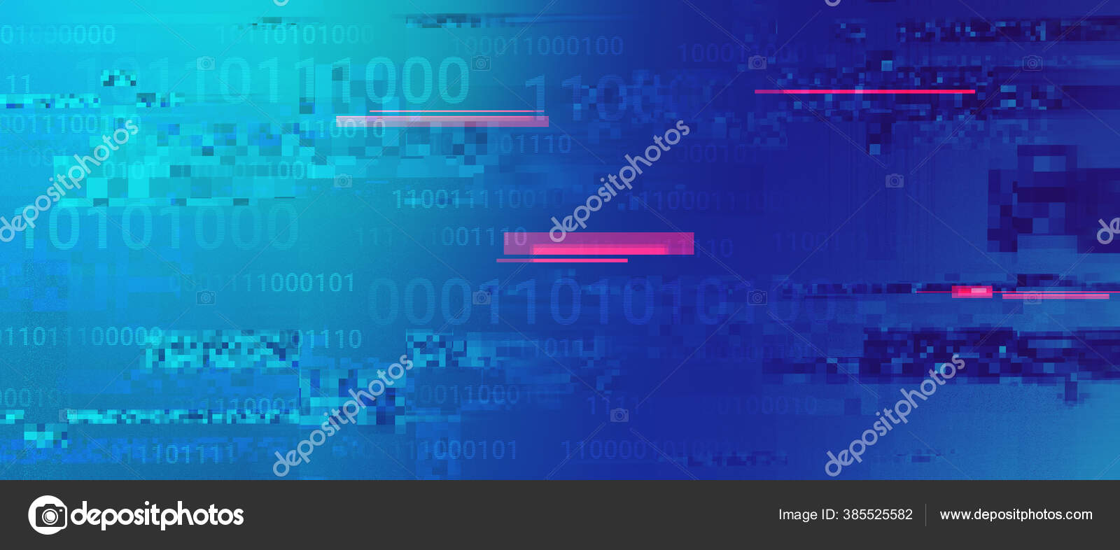 Binary Code Flow Information Transmitting Virtual Reality Programming Concept Glitchy Stock ...